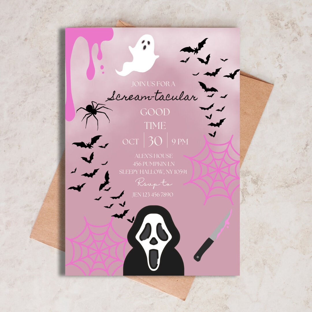 Scream Halloween Party Invitation Editable Template Halloween - Etsy