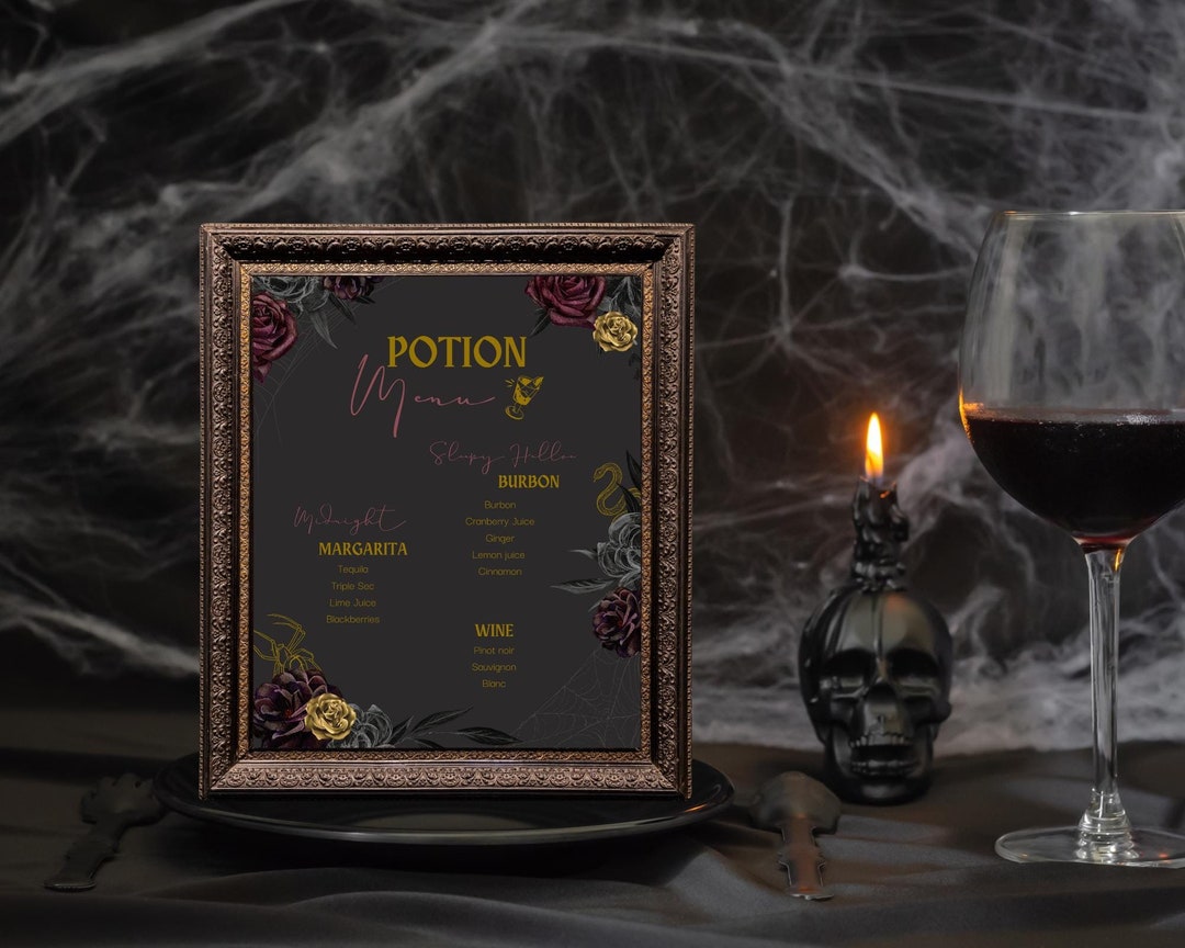 Pick Your Poison, Potion Menu Template, Gothic Wedding Drink Menu ...