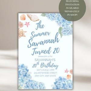 Summer Beach Theme Birthday Welcome Sign | Editable Template | Coastal ...