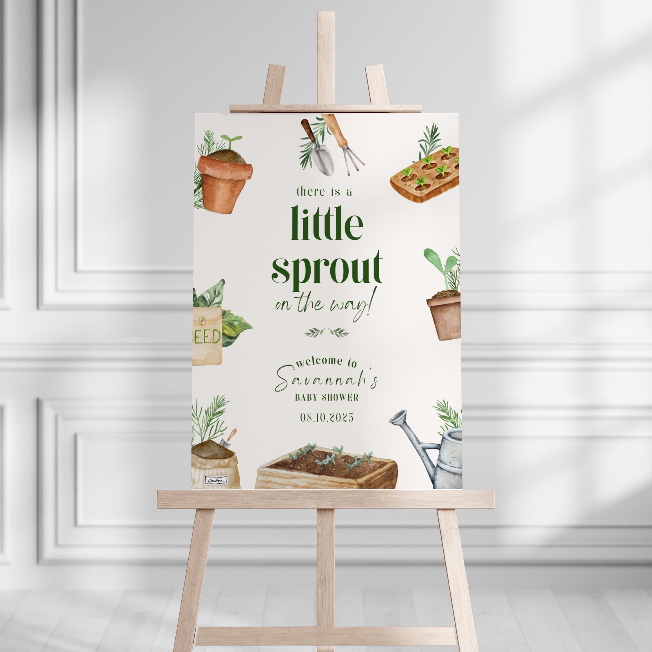 Little Sprout Baby Shower Welcome Sign: Garden Plant Theme Party Sign ...