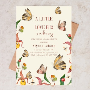 Little Love Bug Baby Shower Printable Invitation, Spring, Editable - Etsy