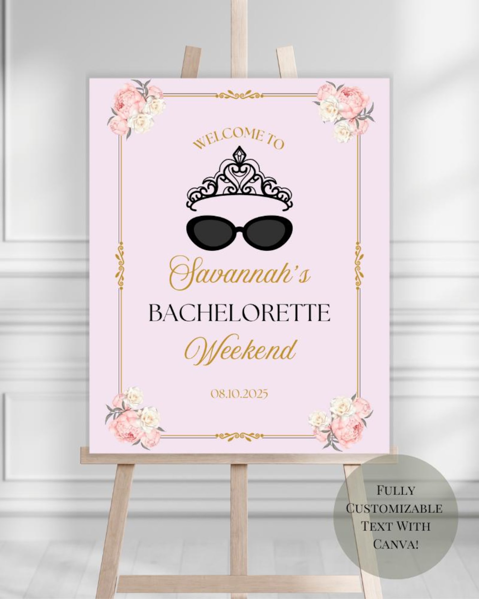 Bachelorette Diaries Welcome Sign, Pink Princess Bach Sign | Digital ...