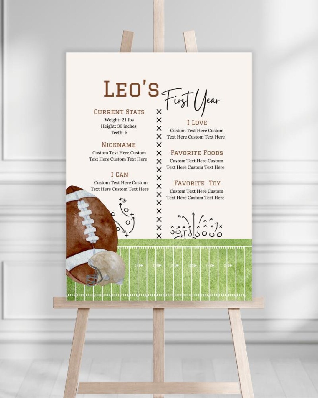Football First Birthday Milestone Sign: Editable Template (digital ...