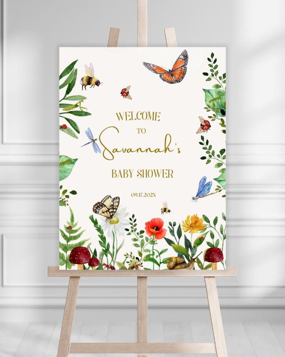 Love Bug Baby Shower Welcome Sign: Butterfly, Bee (digital Download) - Etsy