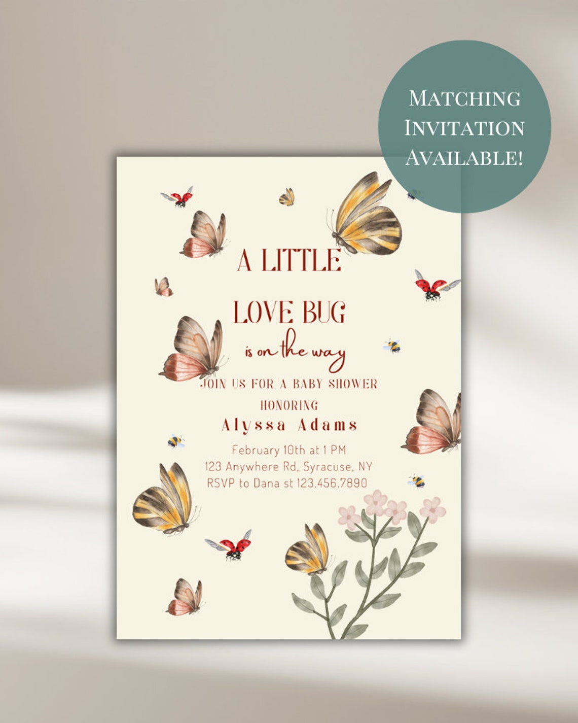 Little Love Bug Butterfly, Lady Bug & Bumble Bee Baby Shower Printable ...
