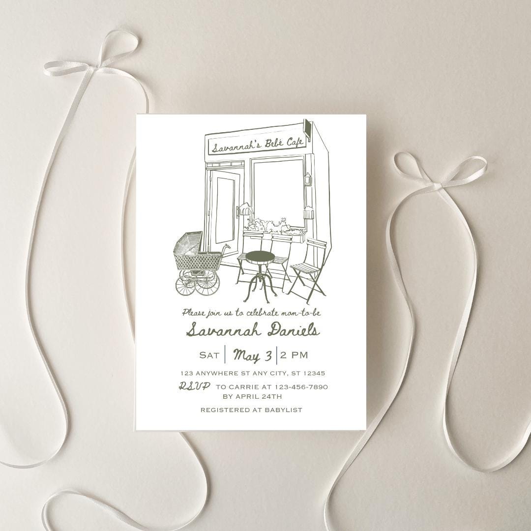 Bebe Cafe Baby Shower, French Inspired Baby Shower Invitation Template ...