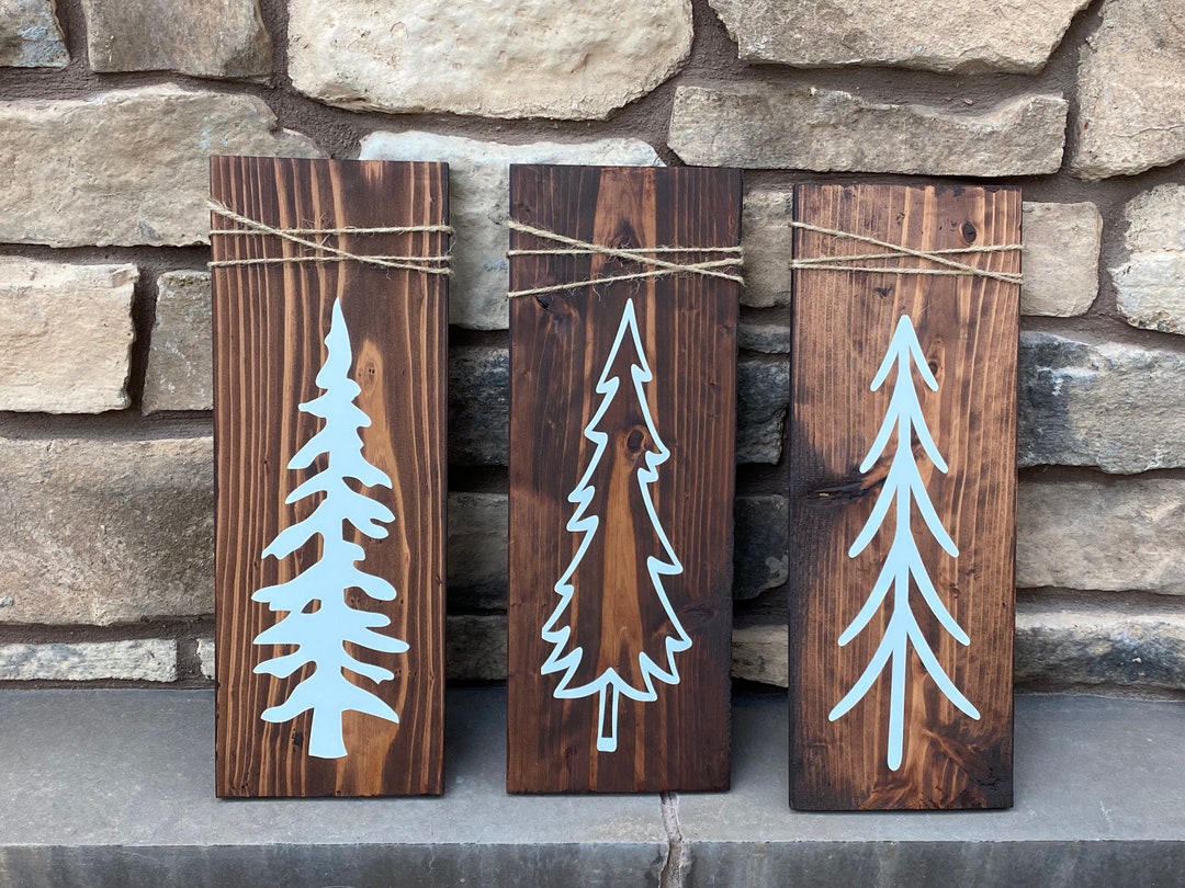 Pine Tree Trio Wooden Signs Wall Hangings Home Decor - Etsy