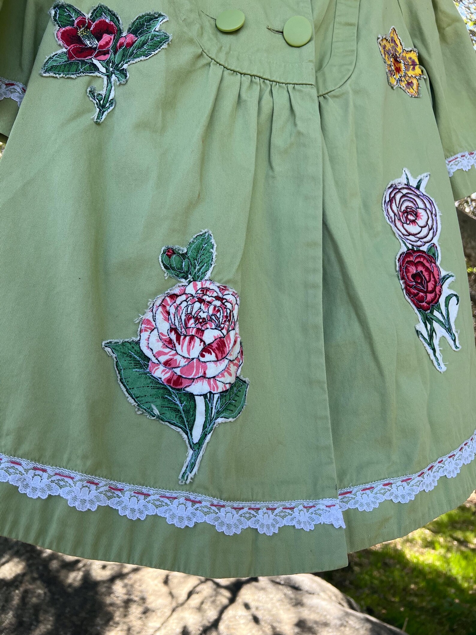 Green Floral Top Upcycle - Etsy