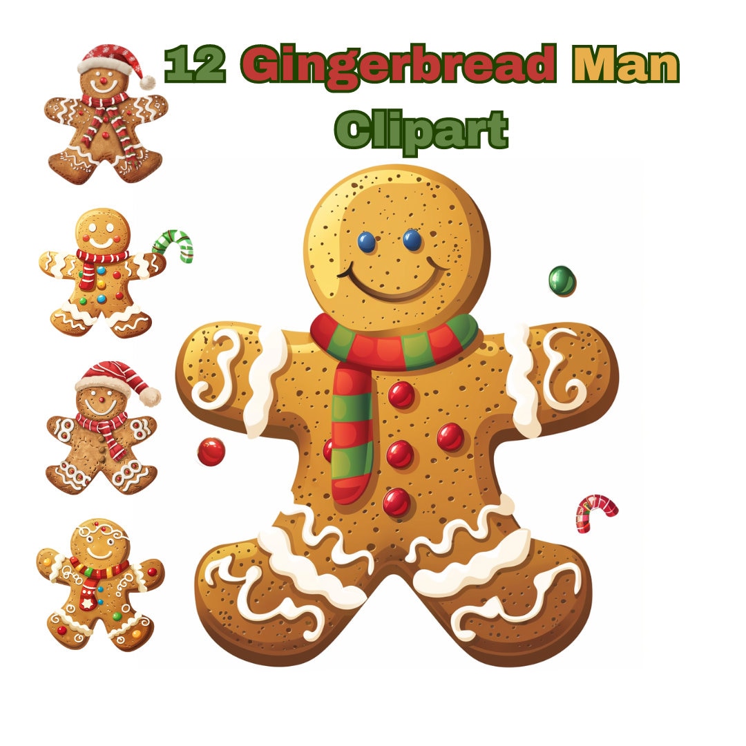 12 Gingerbread Man Clipart, Set 1,card Making,digital Paper Craft ...