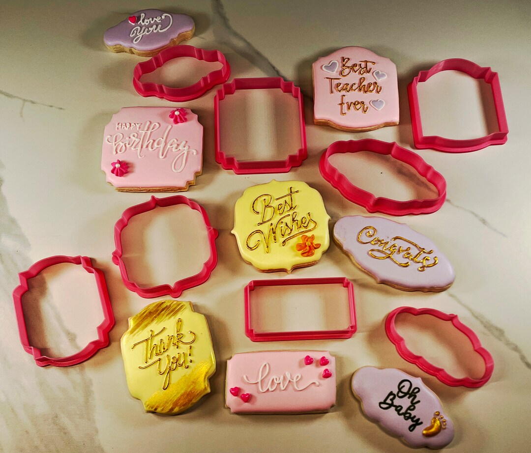 8 Pc. Set Cookie Plaques Cookie Cutter Shapes Personalized Stamp Cutter ...
