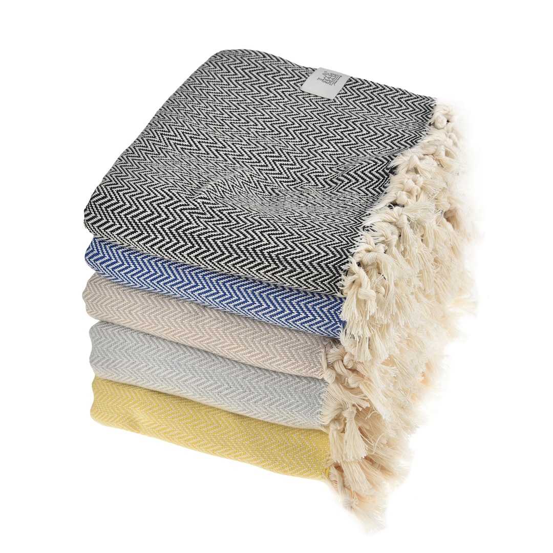 Cotton Turkish Throw Blanket, Personalized Throw Blanket 52x70 Monogram ...