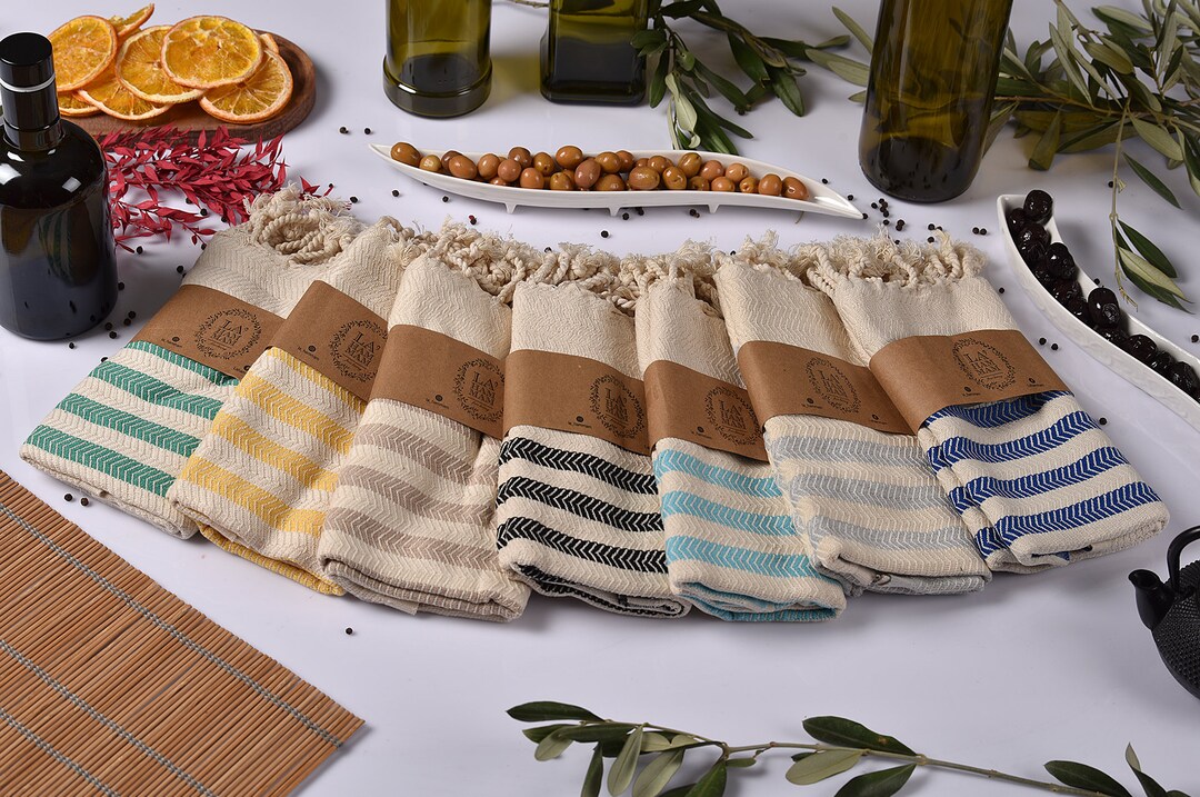 Personalized Turkish Kitchen Hand Towel, Set of 2, 18x36, Cotton, Ultra ...