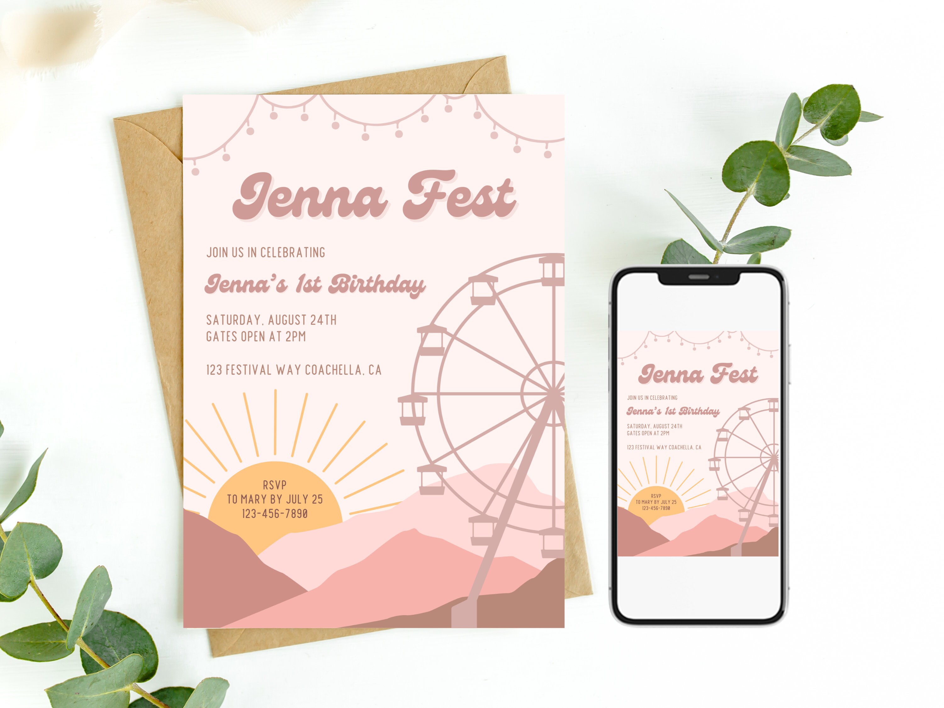 Boho Festival Themed Invitation- Bach Fest, Kidchella, Festival Theme ...