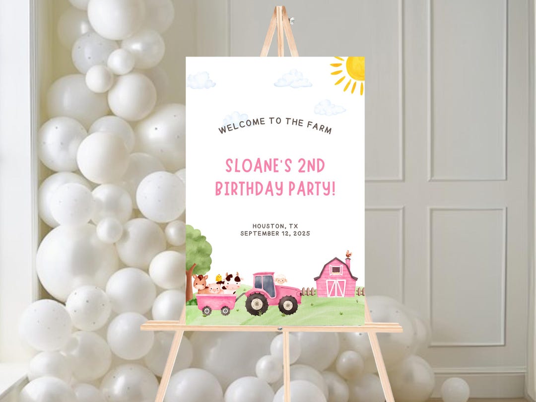 Farm Birthday Welcome Sign, Barnyard Welcome Sign, Girl Birthday Barn ...