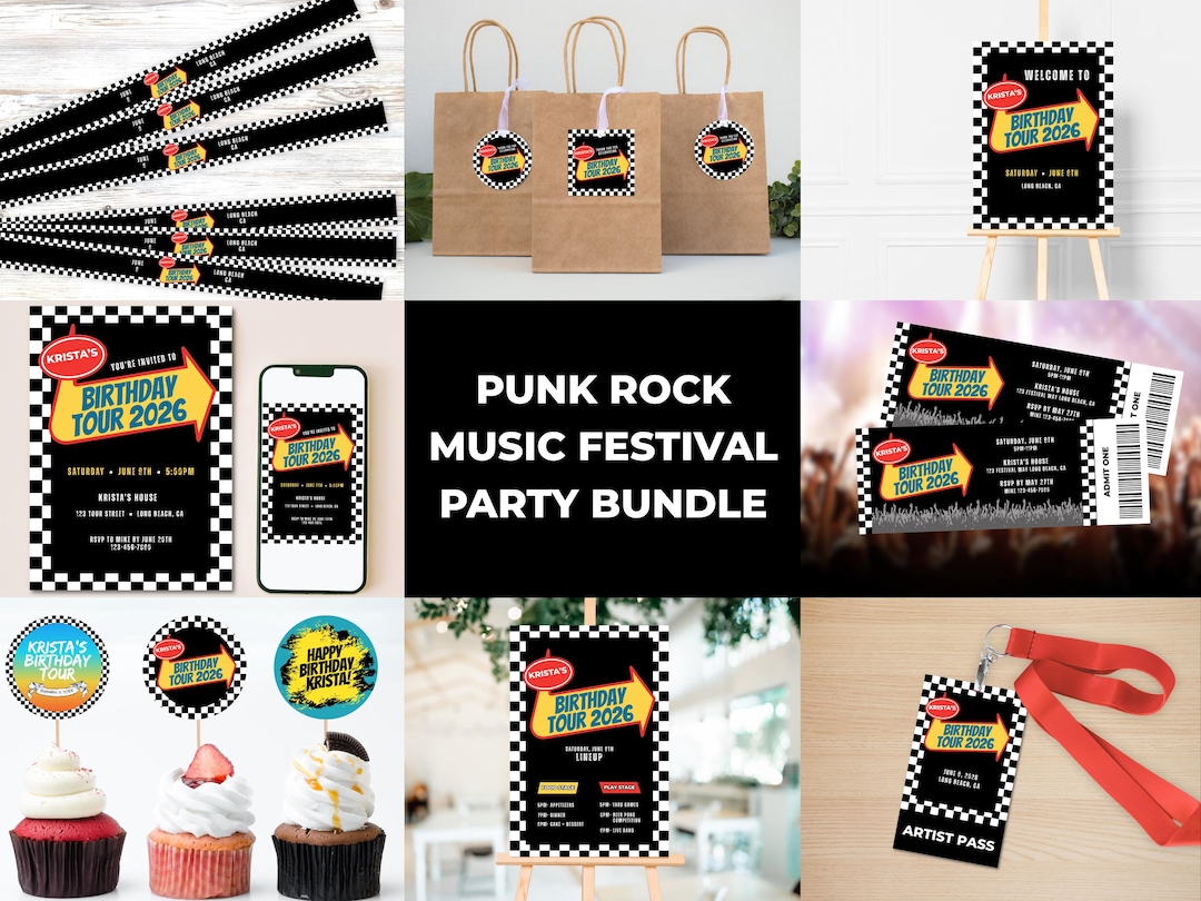 Punk Rock Music Festival Party Bundle, Emo Tour Birthday Decor, Warped ...