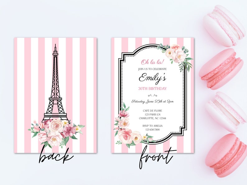 Paris Invitation - Editable French Invitation Birthday Bridal Shower ...