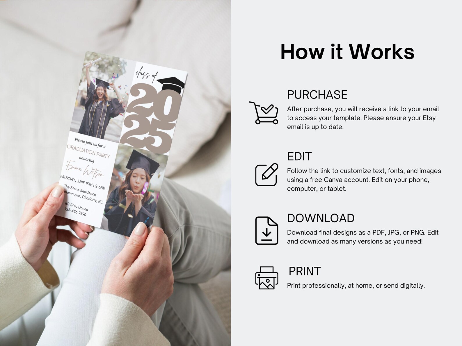 Graduation Party Invitation, Class of 2025 Graduate, Simple Modern ...