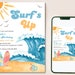 Surfs up Kids Birthday Invitation, Surf Beach Summer Theme Bday, Retro ...