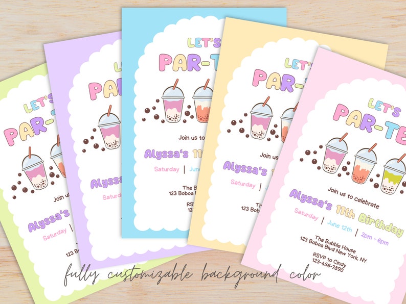 Bubble Tea Birthday Invitation, Boba Tea Party Invitation, Kids ...