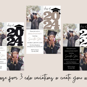 Graduation Party Invitation, Class of 2024 Graduate, Simple Modern ...