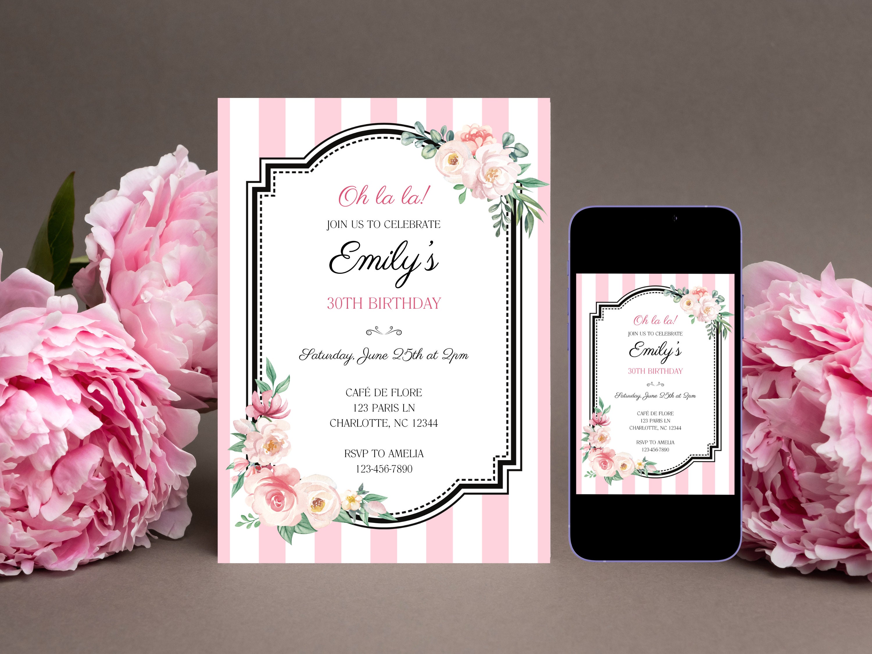 Paris Invitation - Editable French Invitation Birthday Bridal Shower ...