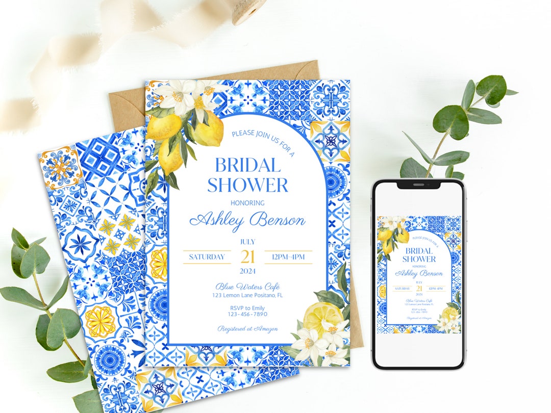 Positano Mediterranean Invitation , Amalfi Coast Lemon Theme Invitation ...