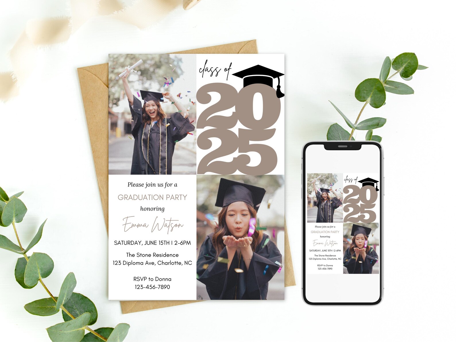 Graduation Party Invitation, Class of 2025 Graduate, Simple Modern ...