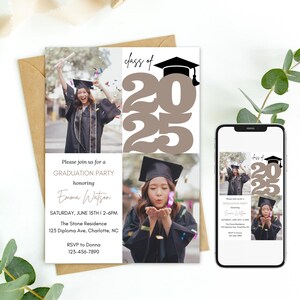 Graduation Party Invitation, Class of 2025 Graduate, Simple Modern ...