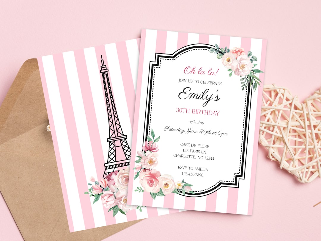 Paris Invitation - Editable French Invitation Birthday Bridal Shower ...