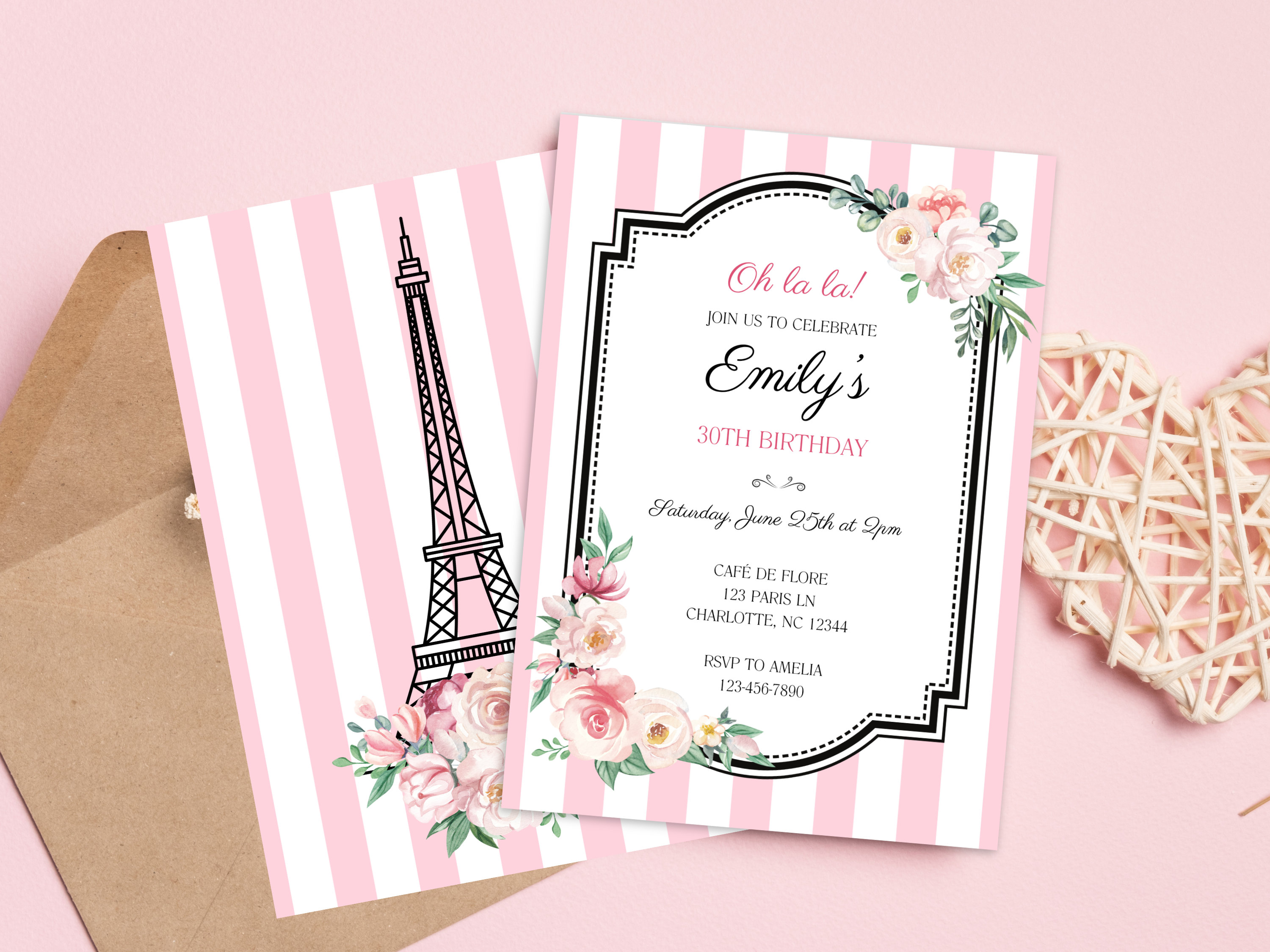 Paris Invitation - Editable French Invitation Birthday Bridal Shower ...