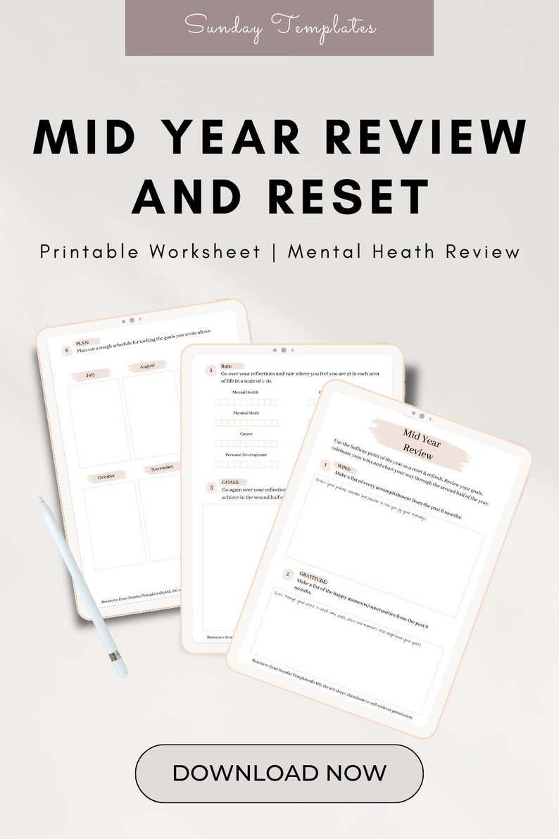 Mid Year Review and Reset Printable Worksheet - Etsy
