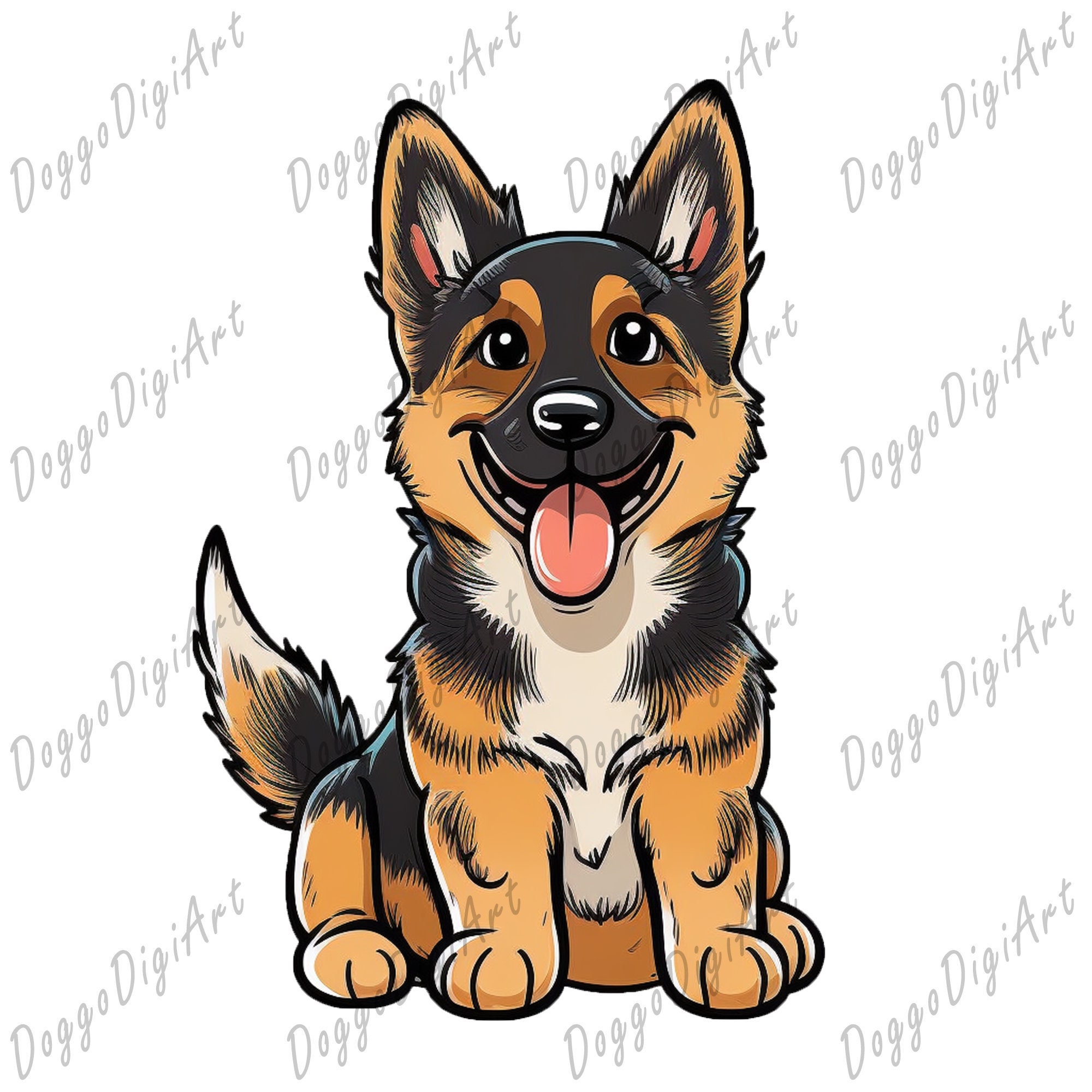 Cute German Shepherd Kawaii Sticker Svg Bundle, Svg Cut, DIY Art ...