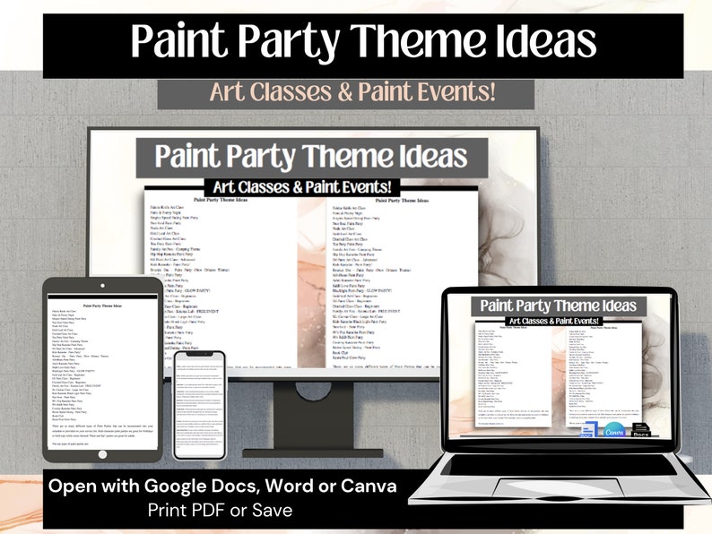Paint Party Theme Ideas for Art Classes Paint and Sip Paint Party ...