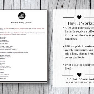 Paint Party Booking Agreement Paint and Sip Contract for Private Paint ...