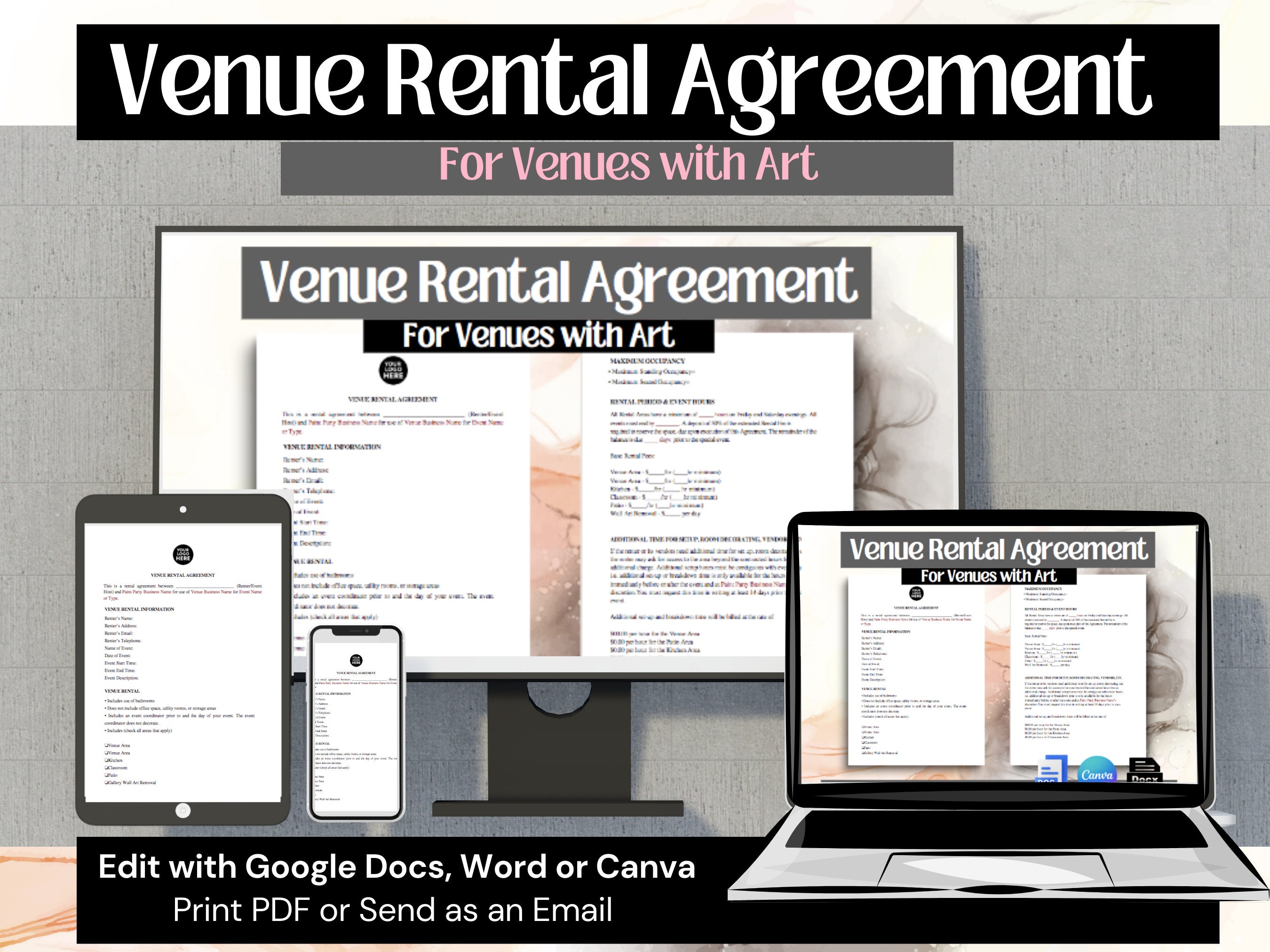Venue Rental Agreement - Printable Venue Rental Agreement Contract ...