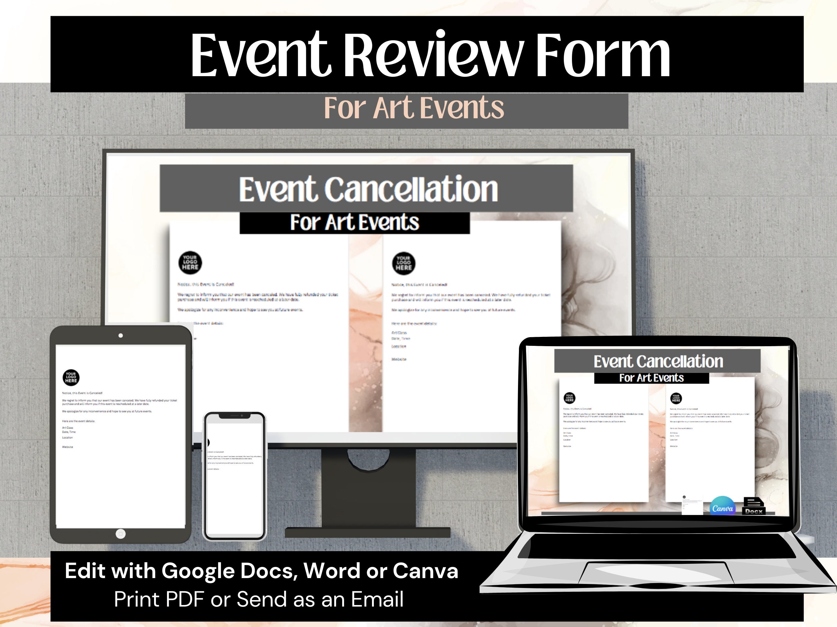 Event Cancellation Email Editable With Canva , Word Docx , Google Docs ...