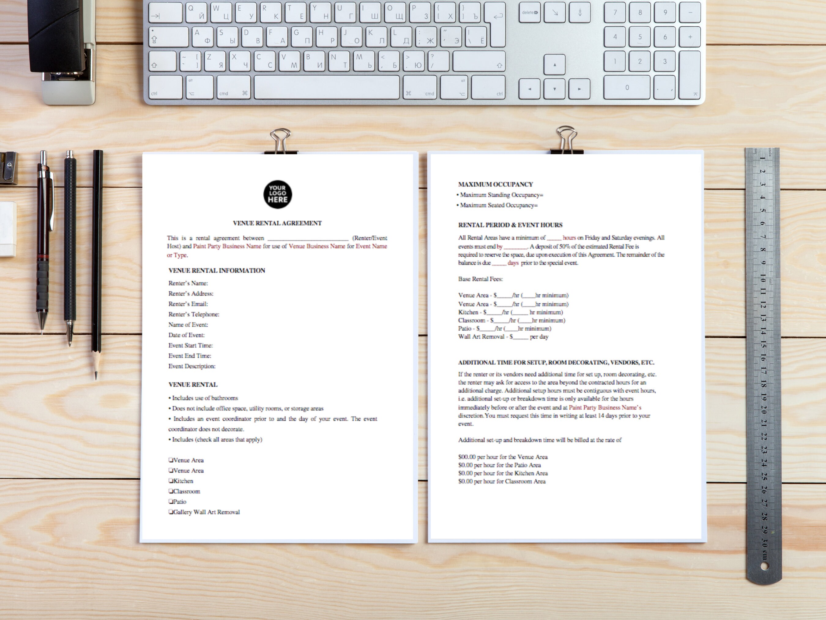 Venue Rental Agreement - Printable Venue Rental Agreement Contract ...