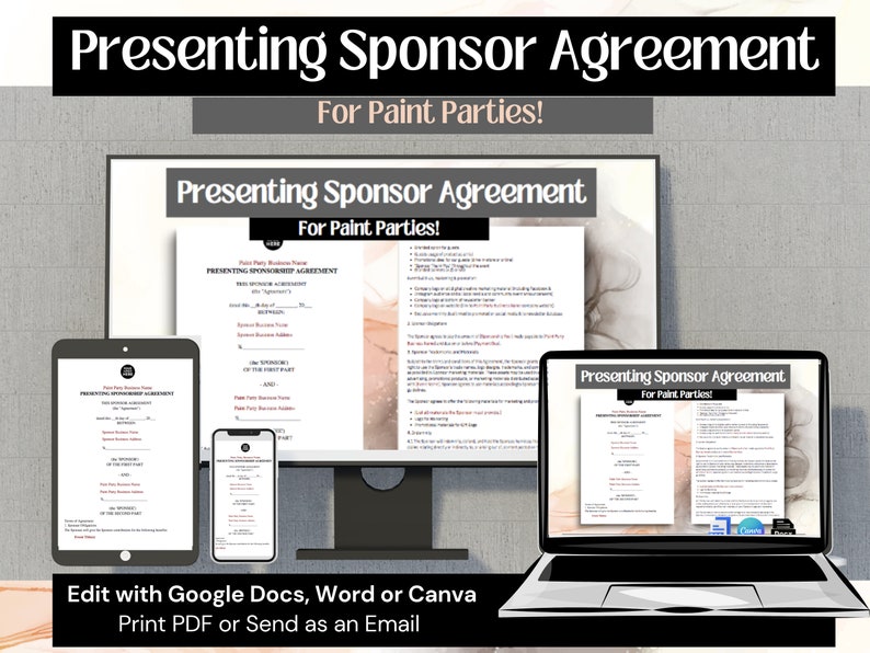 Presenting Sponsor Paint Party or Paint and Sip Sponsorship Agreement ...