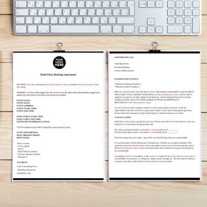Paint Party Booking Agreement Paint and Sip Contract for Private Paint ...
