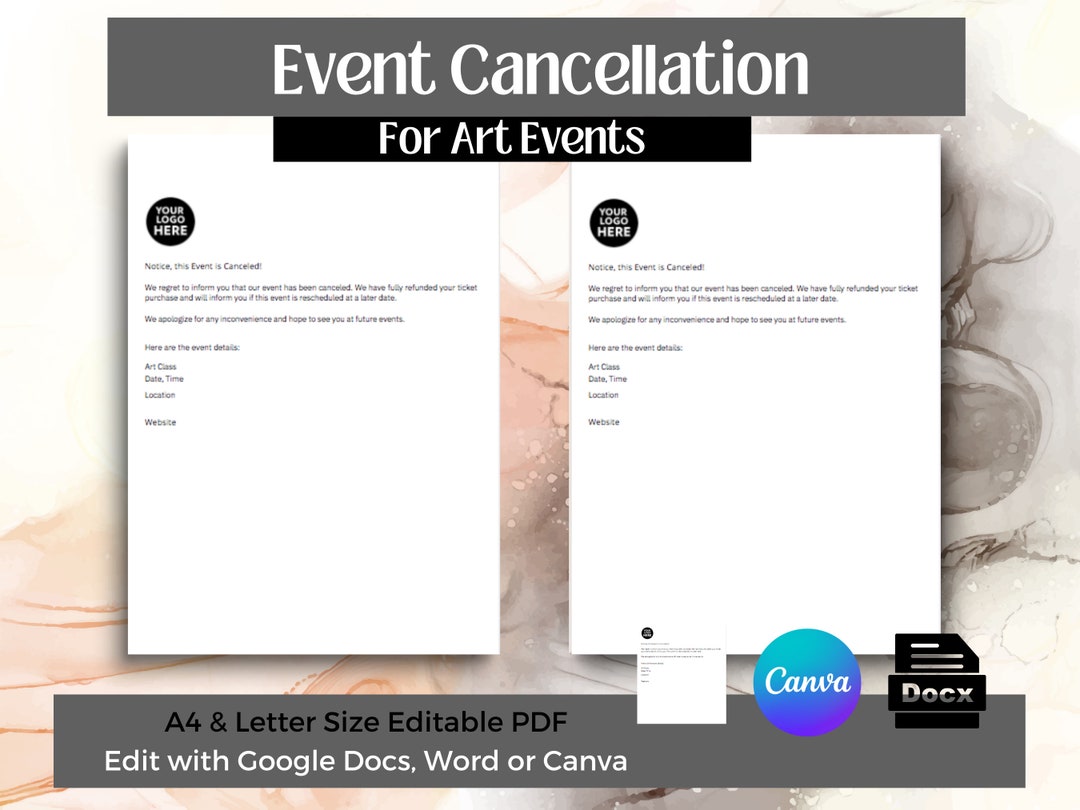 Event Cancellation Email Editable With Canva , Word Docx , Google Docs ...