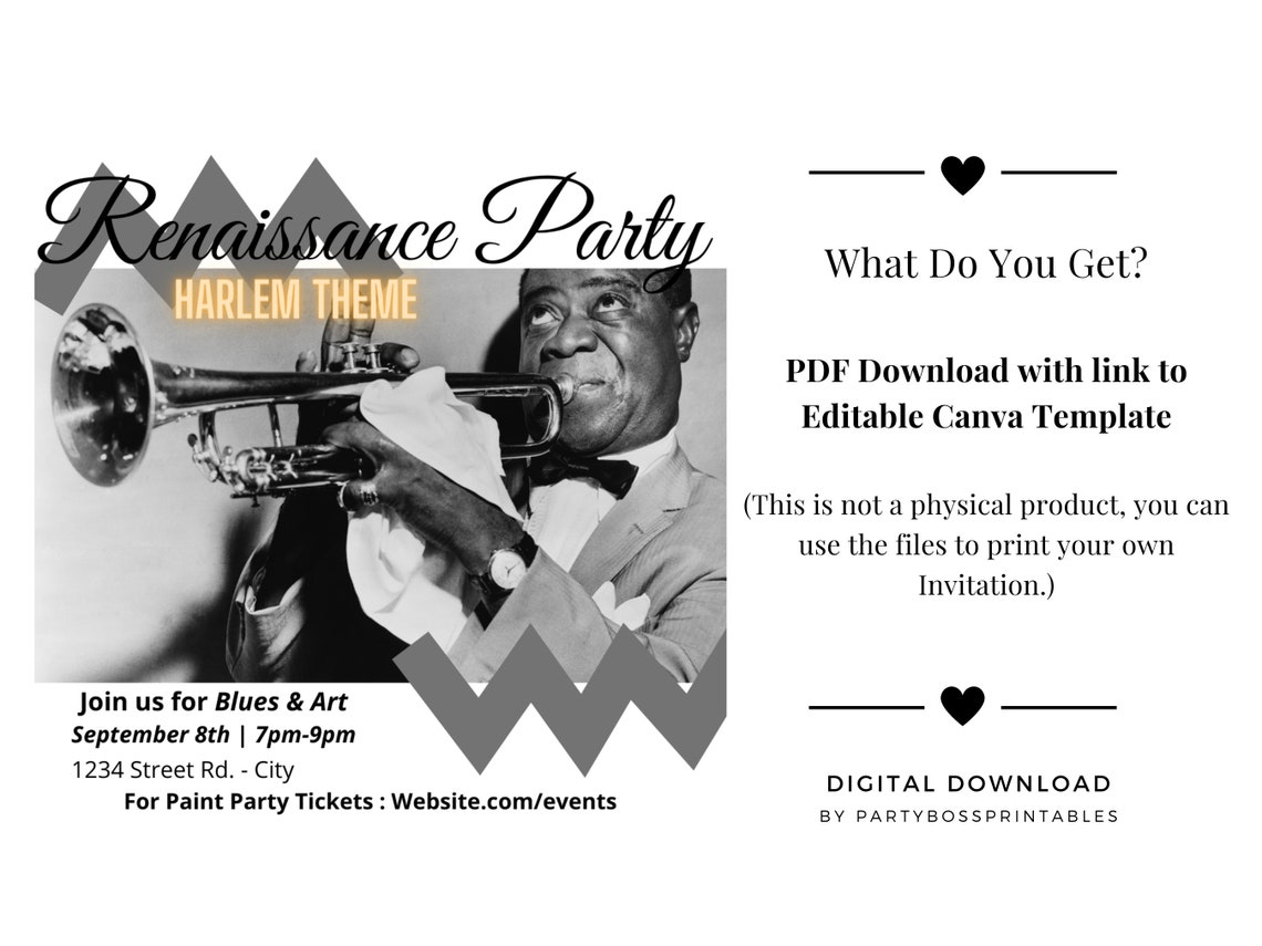 Harlem Renaissance Party Theme Template | Editable 1:1 Square Design ...