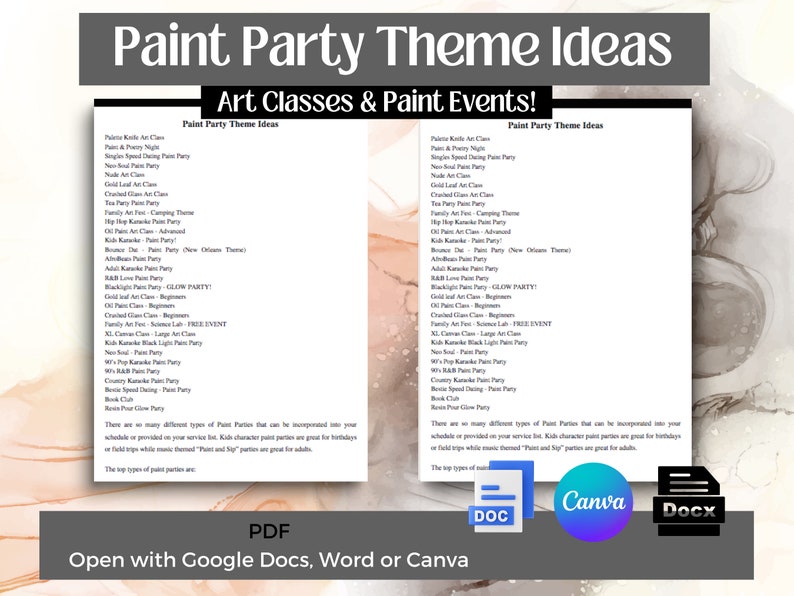 Paint Party Theme Ideas for Art Classes Paint and Sip Paint Party ...