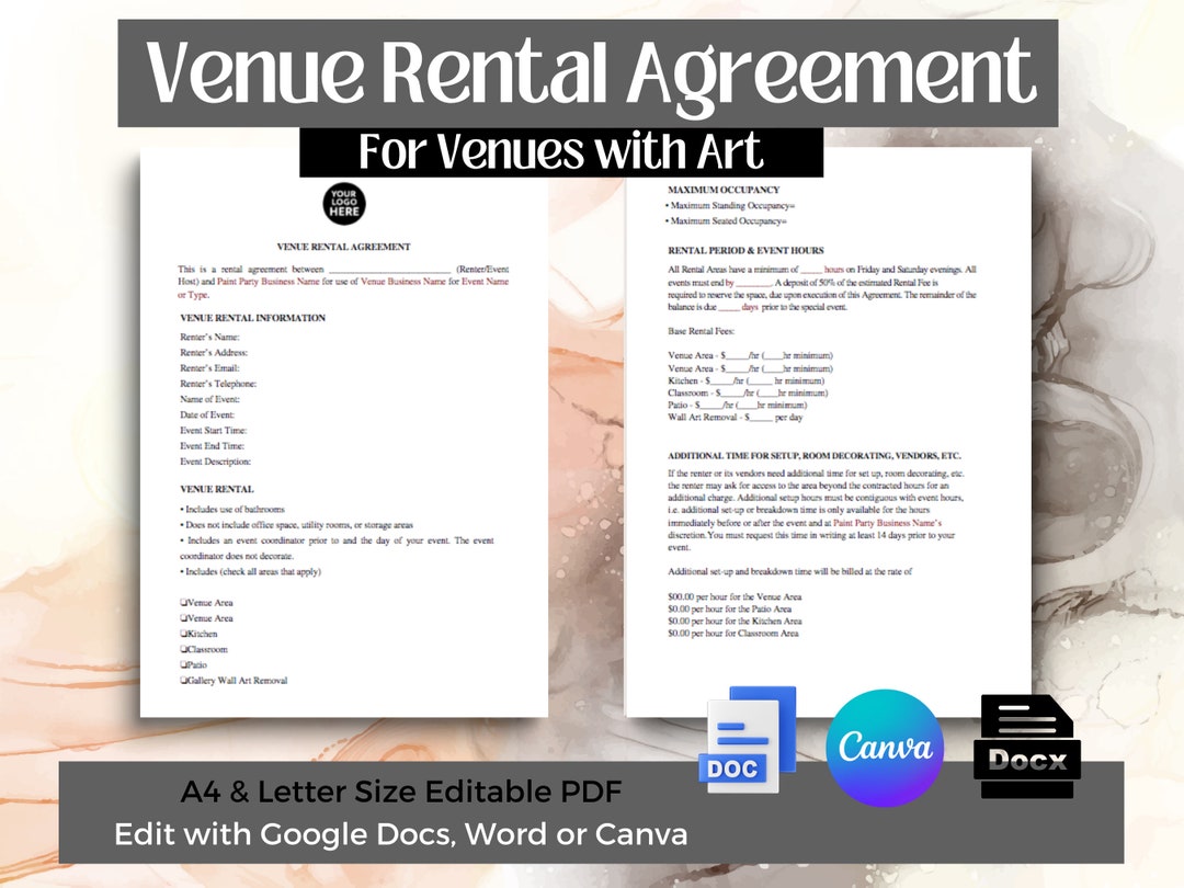 Venue Rental Agreement - Printable Venue Rental Agreement Contract ...