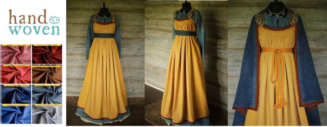 Viking Woman Set: Apron Dress and Sark shirt Made of Hand - Etsy