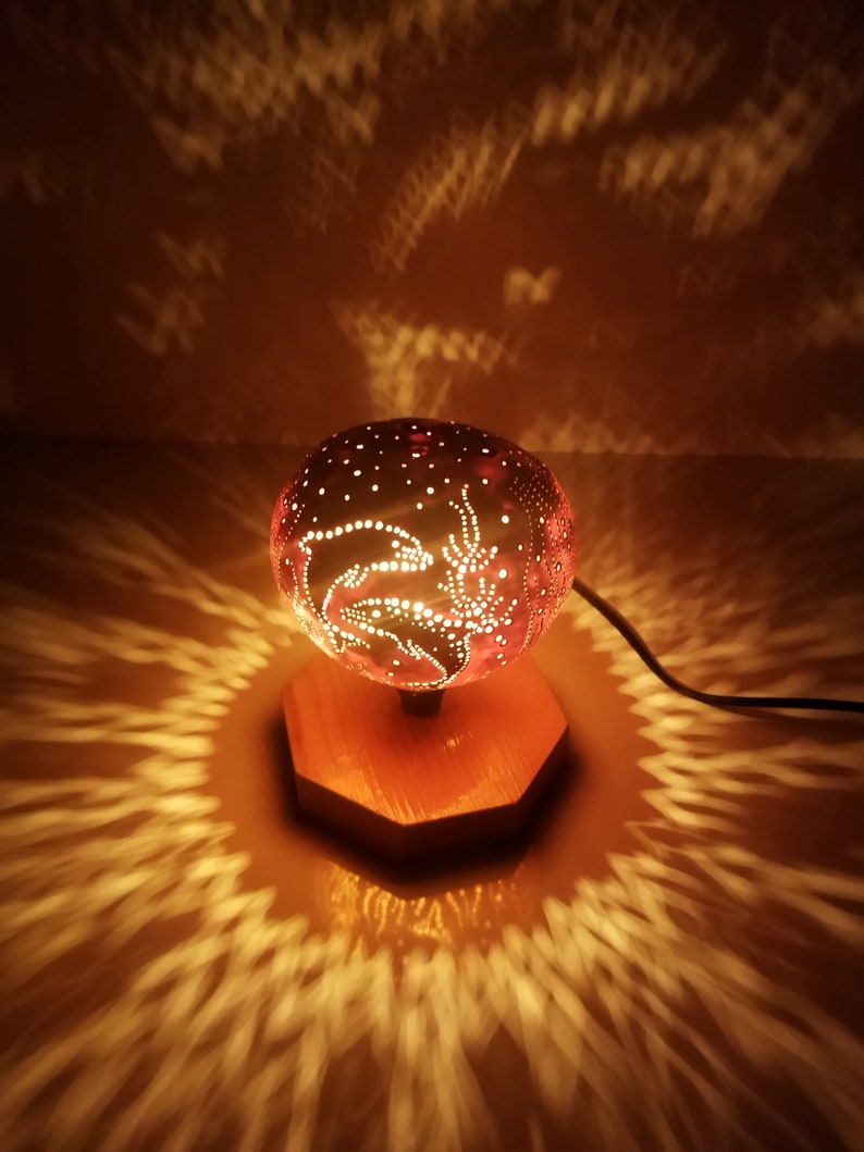 Dancingdolphins, Gourd Art, Souvenirs for Home, Decorative Wood Lamp ...