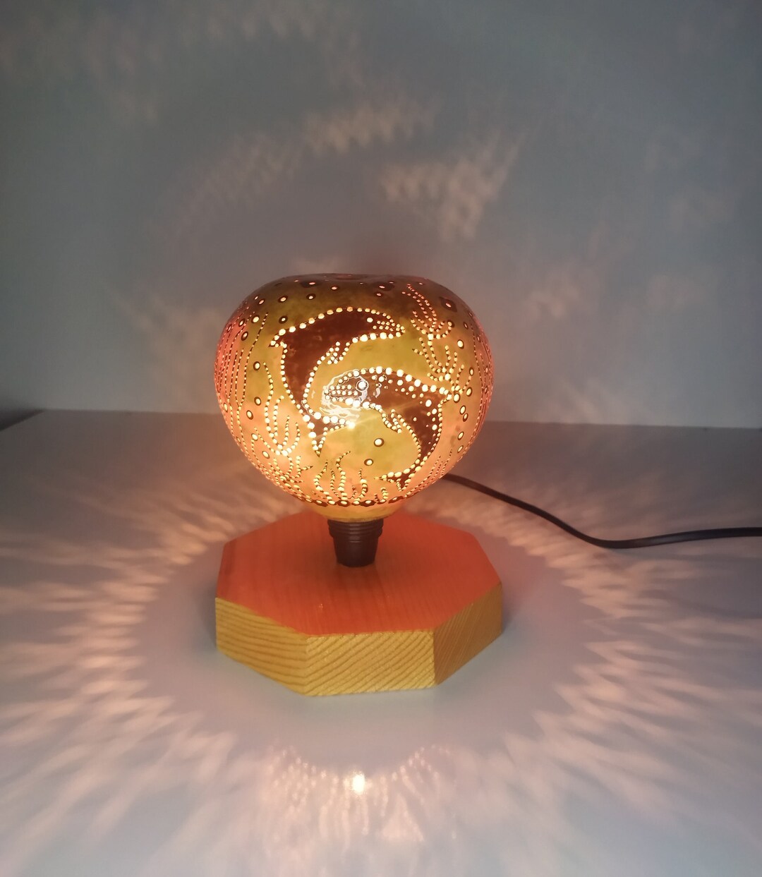 Dancingdolphins, Gourd Art, Souvenirs for Home, Decorative Wood Lamp ...
