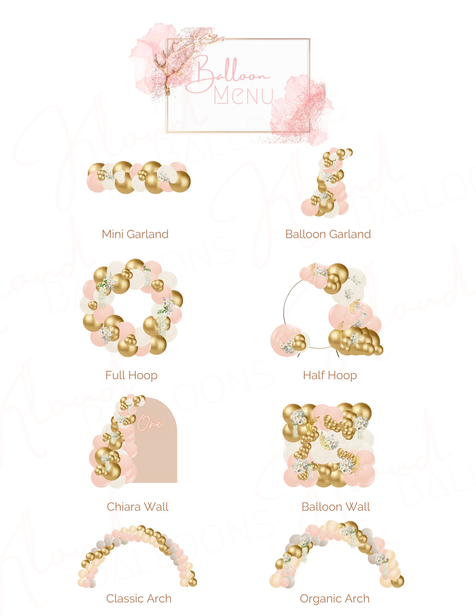 Balloon Menu PDF & Template - Etsy