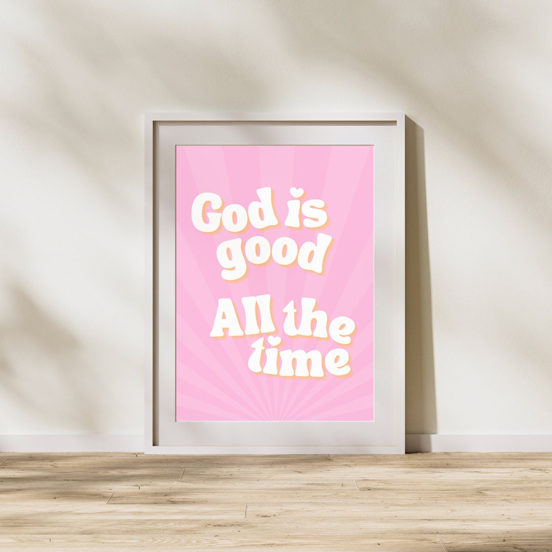Retro Christian Wall Art Pink God is Good Groovy Aesthetic Art ...
