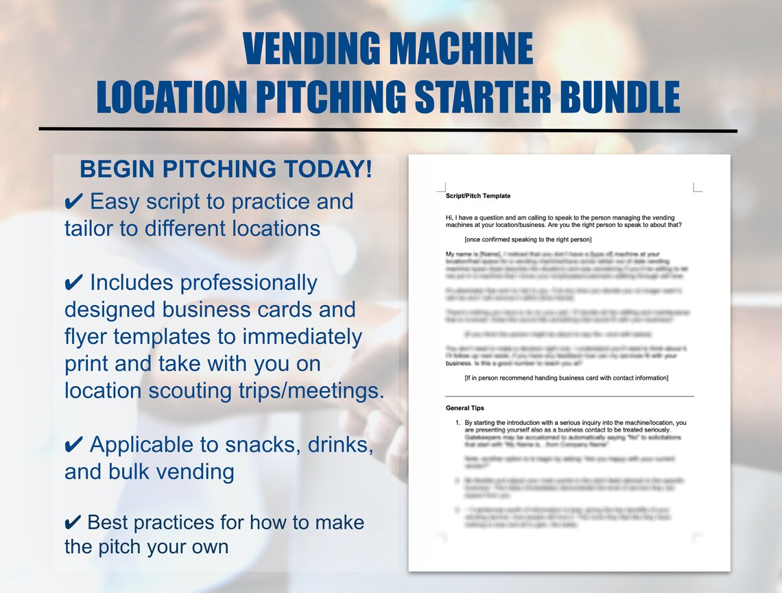 Vending Machine Business Location Pitching Starter Bundle | Marketing ...