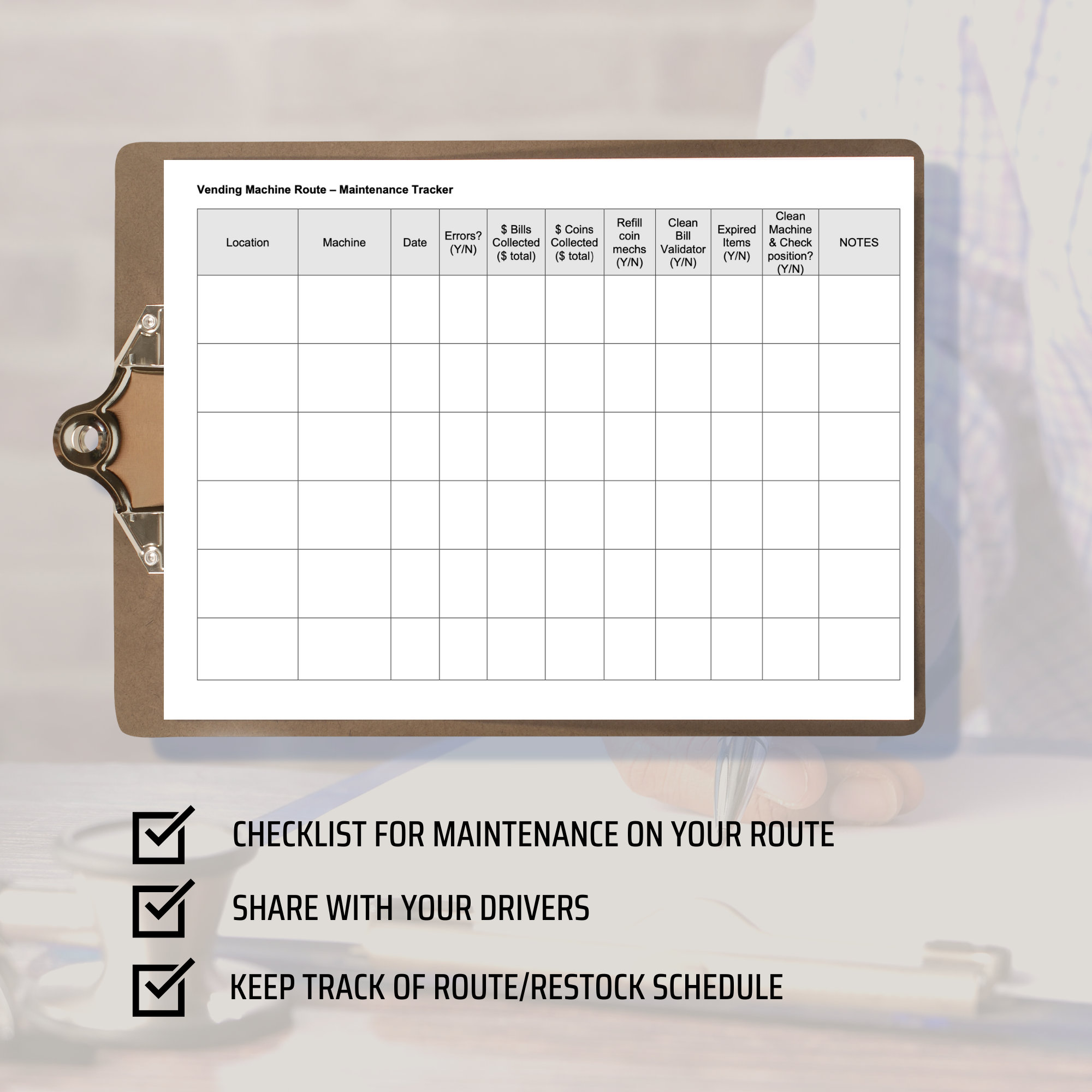 Vending Machine Business Maintenance Checklist + Product Tracking ...